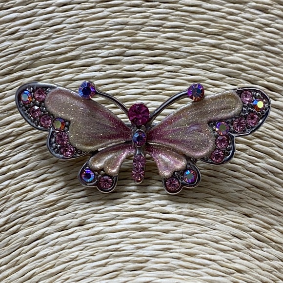 Jewelry | Sweet Sparkly Pink Butterfly Brooch Pin | Poshmark